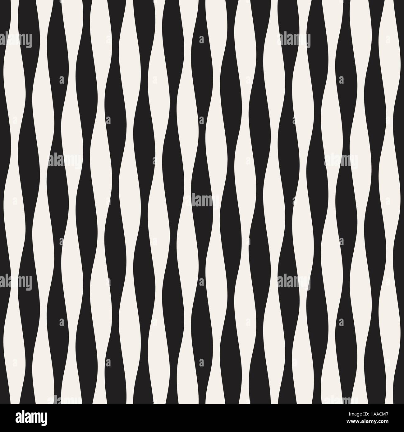 Vector Seamless Black and White Vertical Wavy Lines Pattern Stock ...