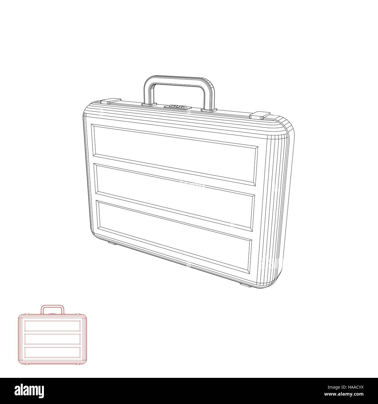 Suitcase. Isolated on white background. Vector outline illustration ...