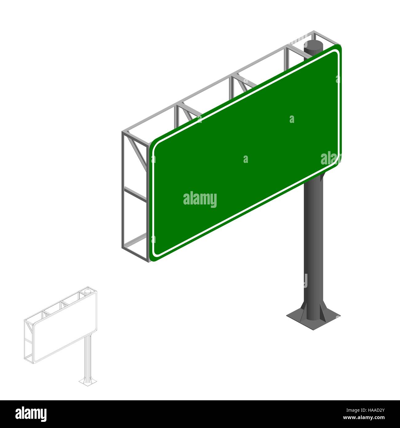 Blank green highway sign. Isolated on white background.3d Vector ...
