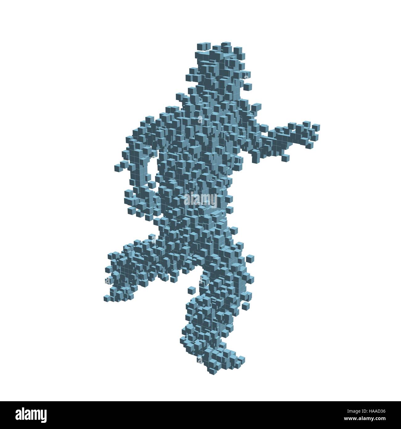 3d pixel running man .Isolated on white background. Vector illustration ...
