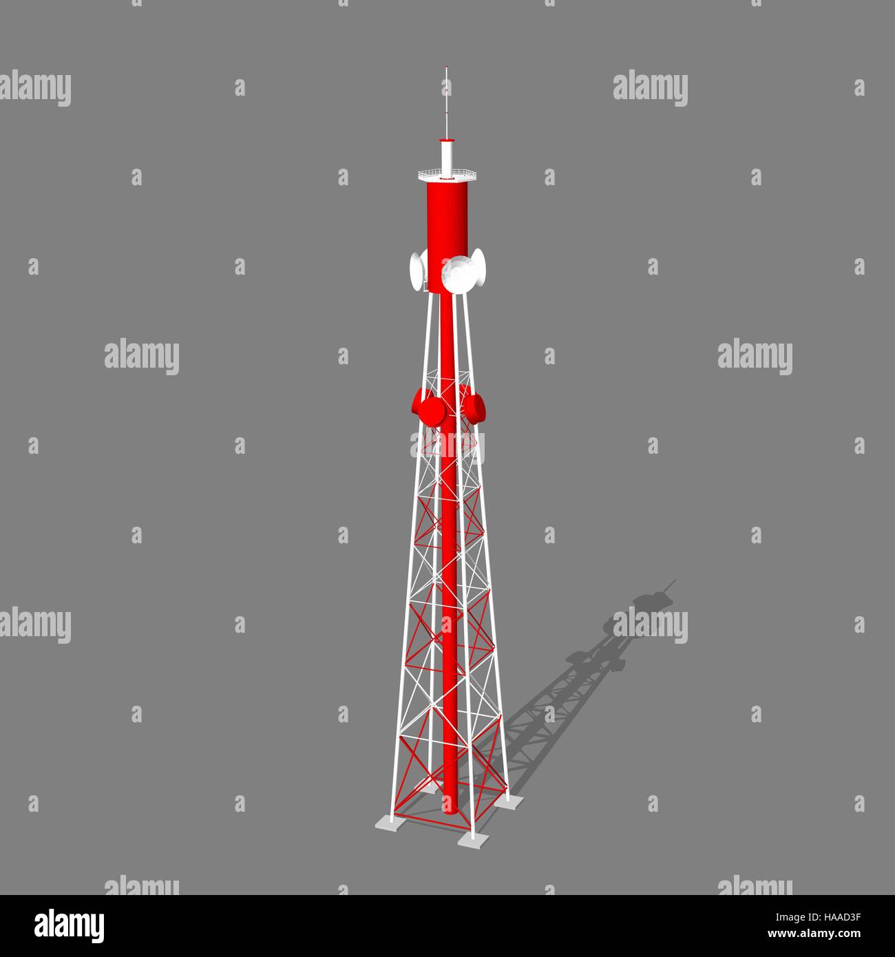 3d Radio Tower. Isolated on gray background. Vector illustration Stock ...