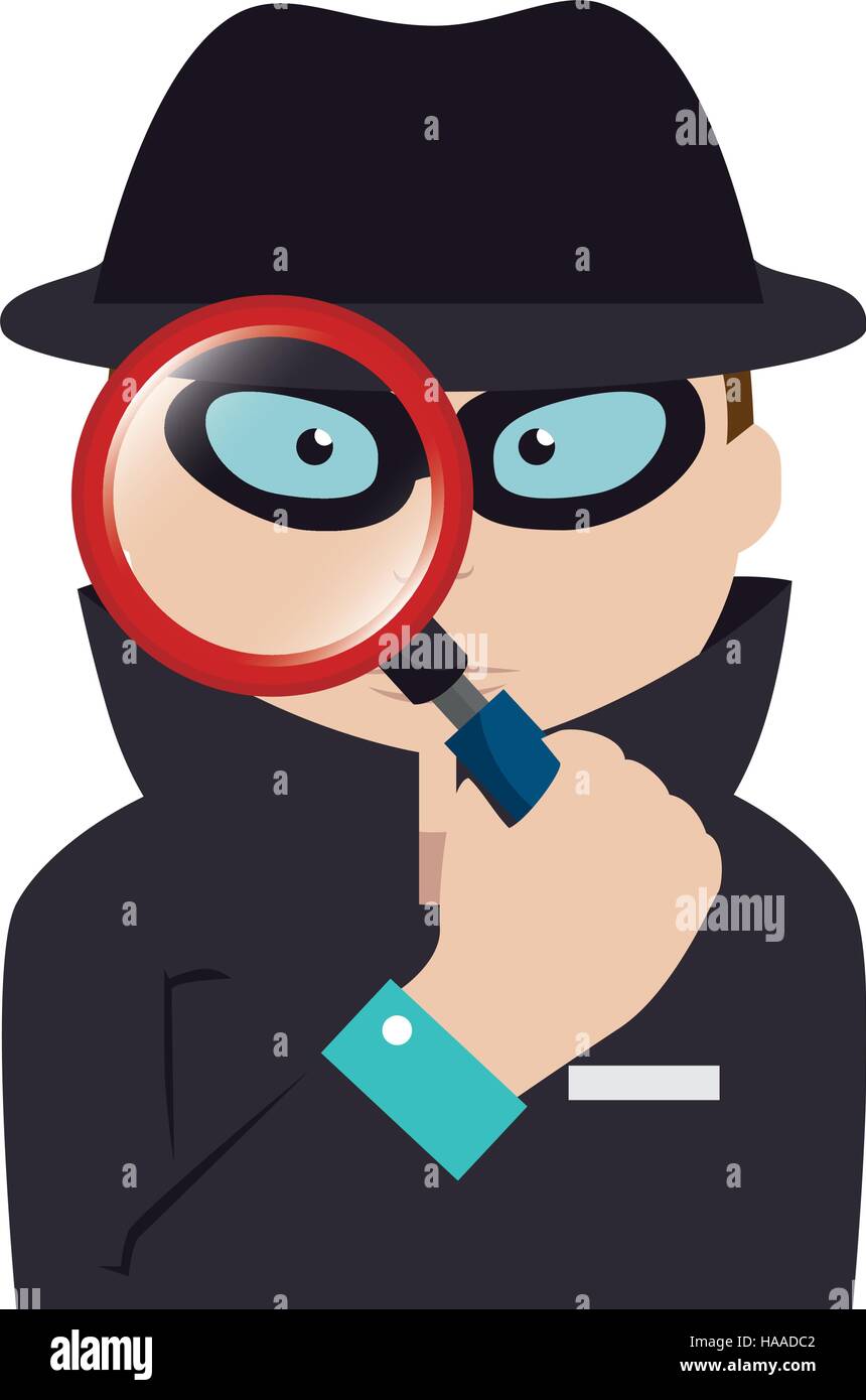 detective agent with magnifying glass vector illustration design Stock ...