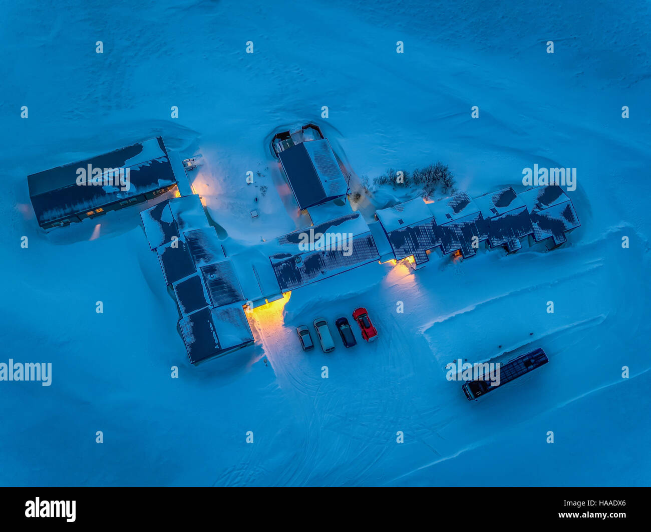 Top view of Hotel Highland, Central Highlands, Iceland. This image is ...