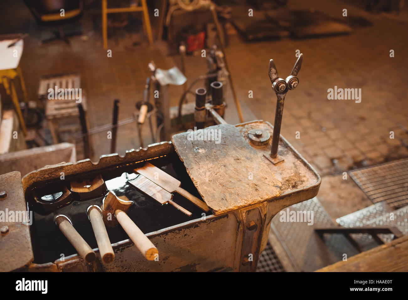 Glassblowing block in glassblowing factory Stock Photo - Alamy
