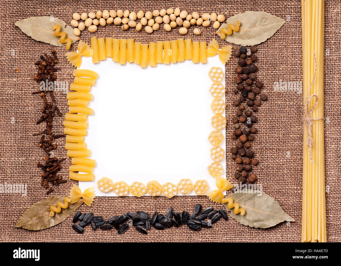 Raw macaroni frame for text Stock Photo - Alamy