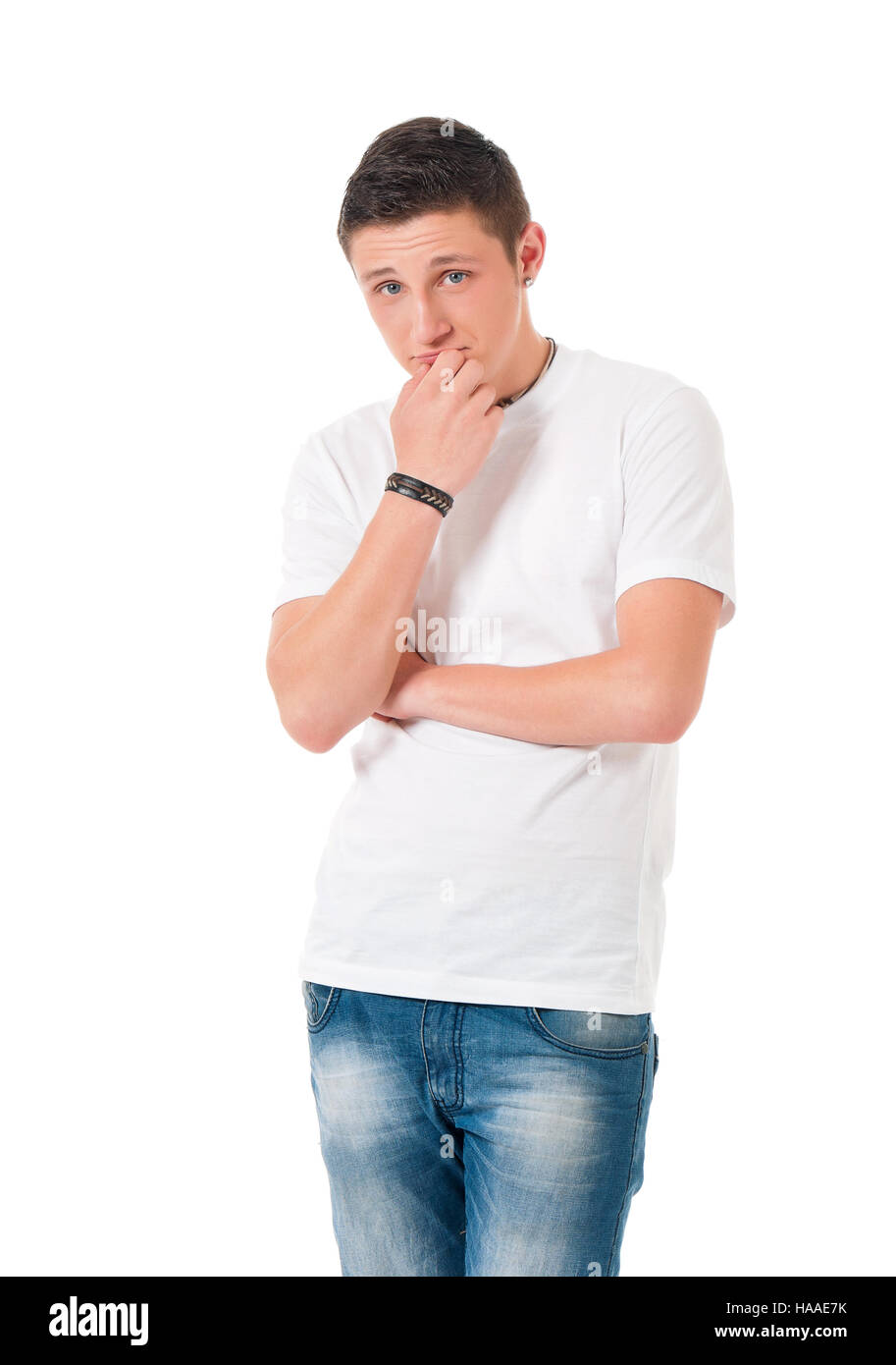 Young man thinking Stock Photo - Alamy