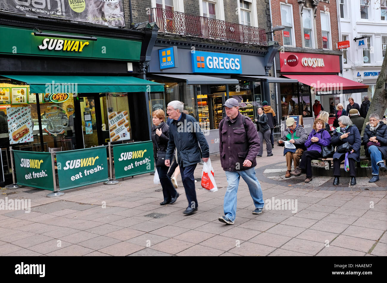 row of takeaway outlets Stock Photo - Alamy
