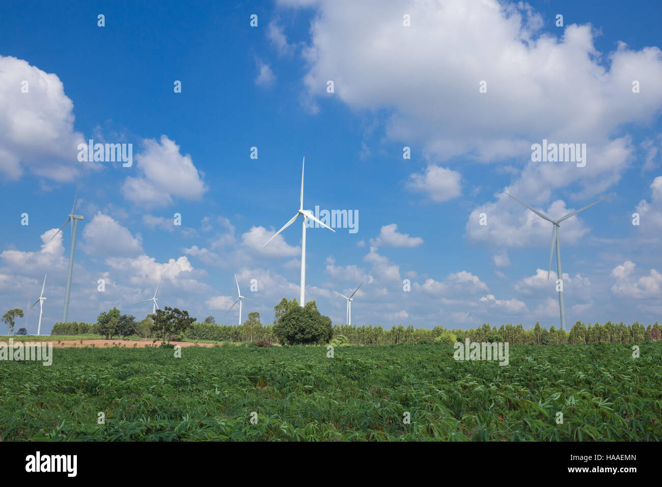Wind Turbine in wind farm with cloud sky Stock Photo - Alamy