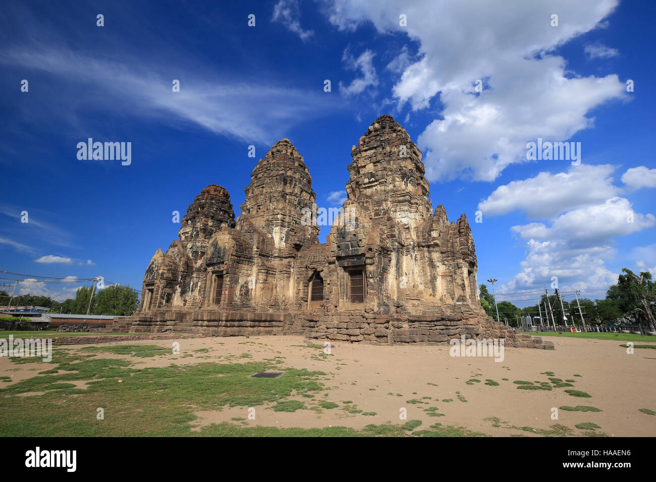 Phra Prang Sam Yot temple, ancient architecture in Lopburi, Thailand ...