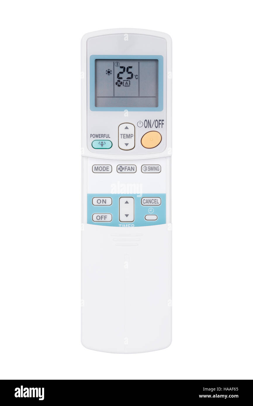 air conditioner remote control isolated on white background (with ...