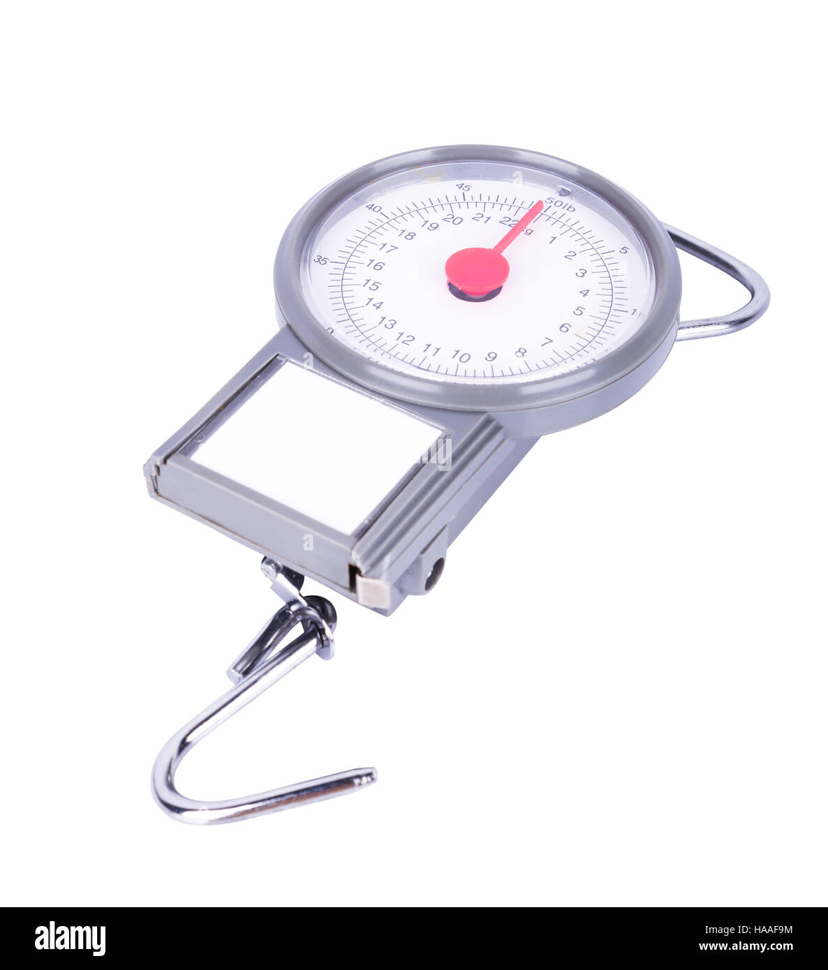 Hand scales for luggage isolated on white background Stock Photo - Alamy