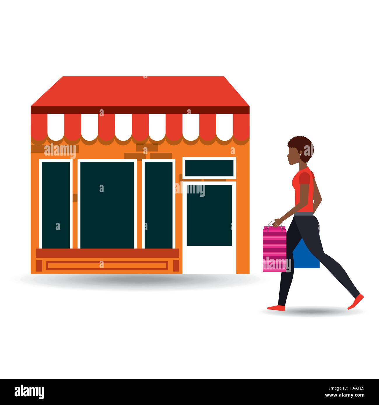 woman walking bag shopping store vector illustration eps 10 Stock ...