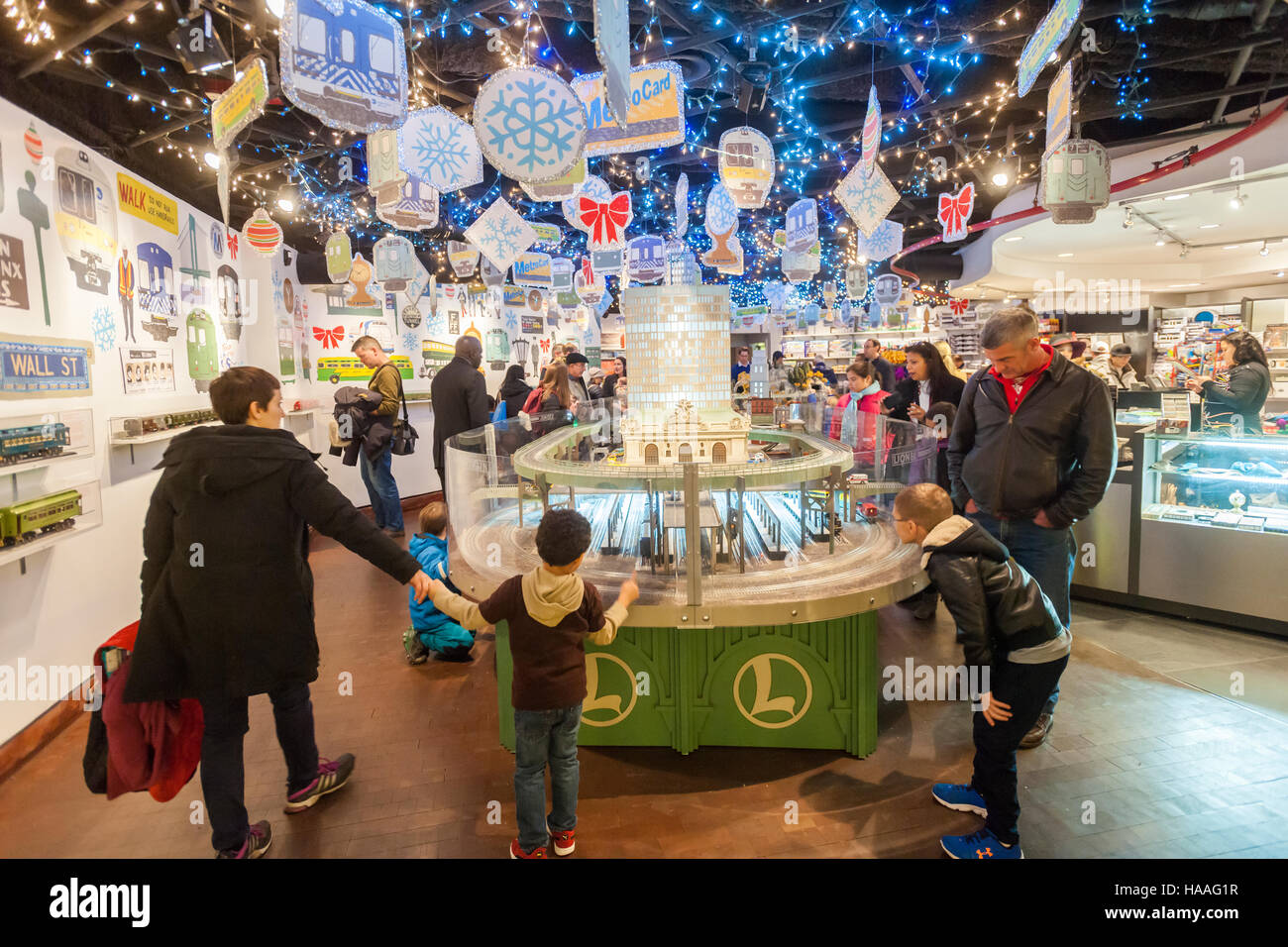 Visitors to the New York City Transit Museum in Grand Central Terminal ...