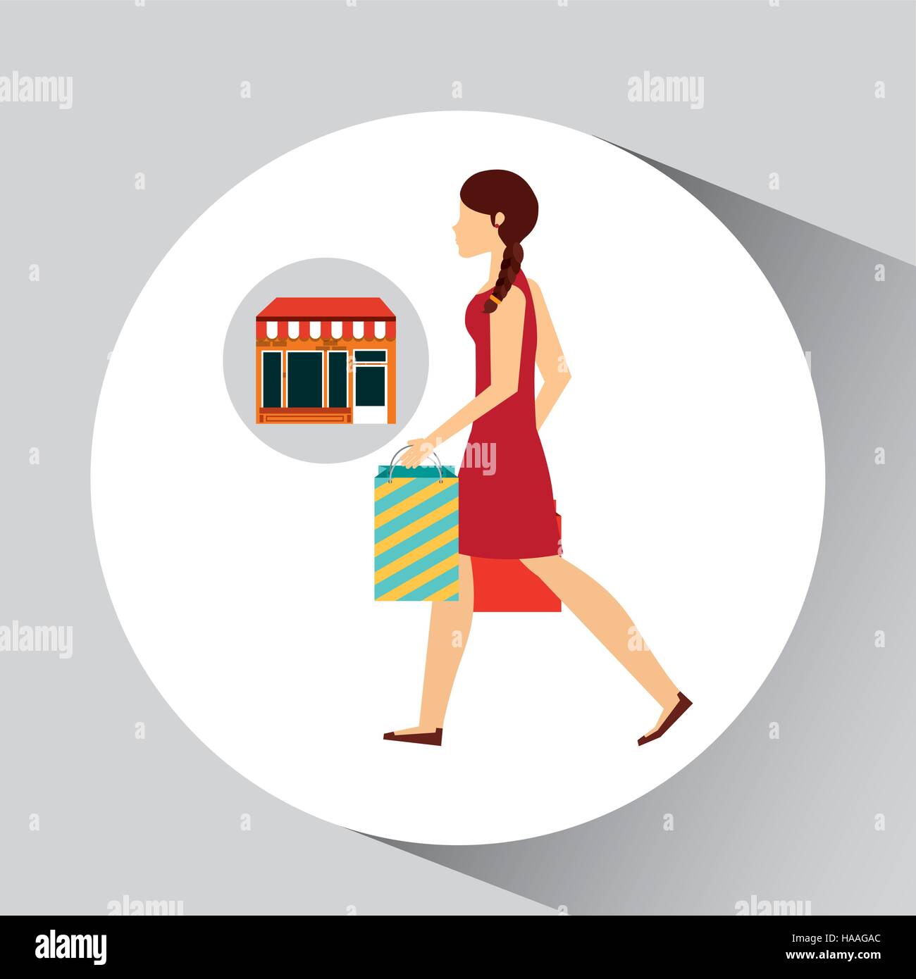 woman walking bag shopping store vector illustration eps 10 Stock ...