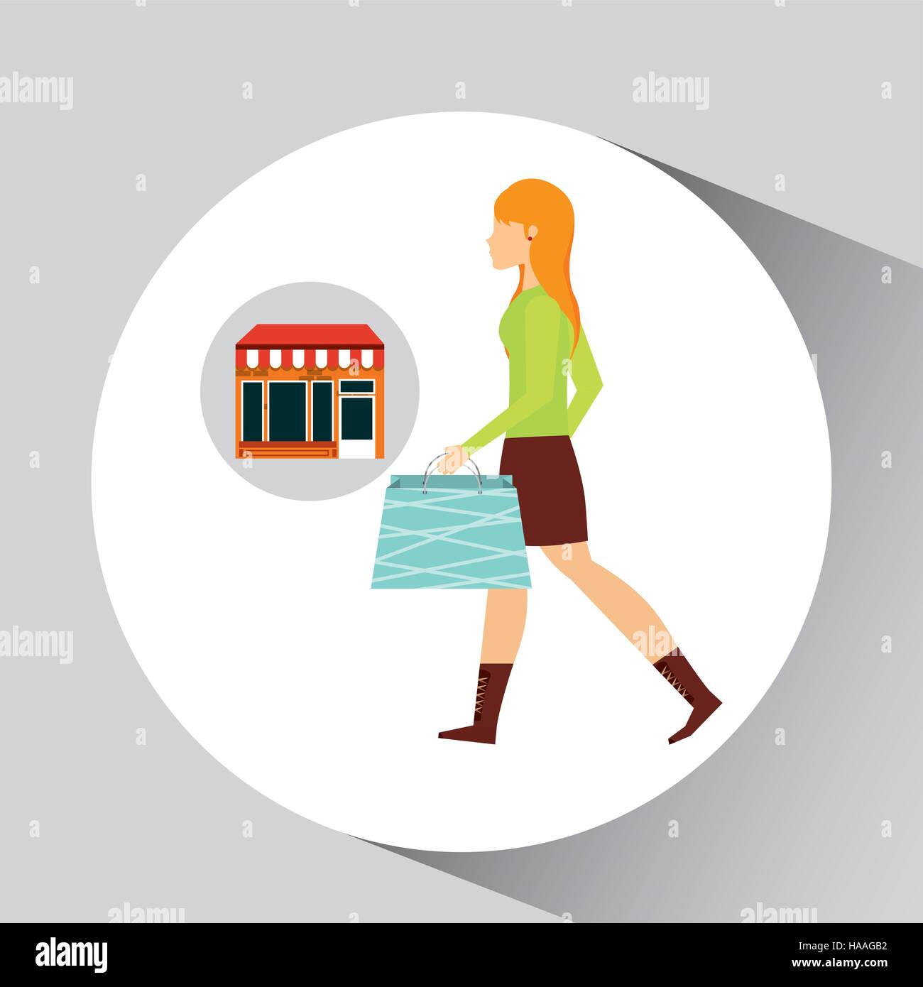 woman walking bag shopping store vector illustration eps 10 Stock ...