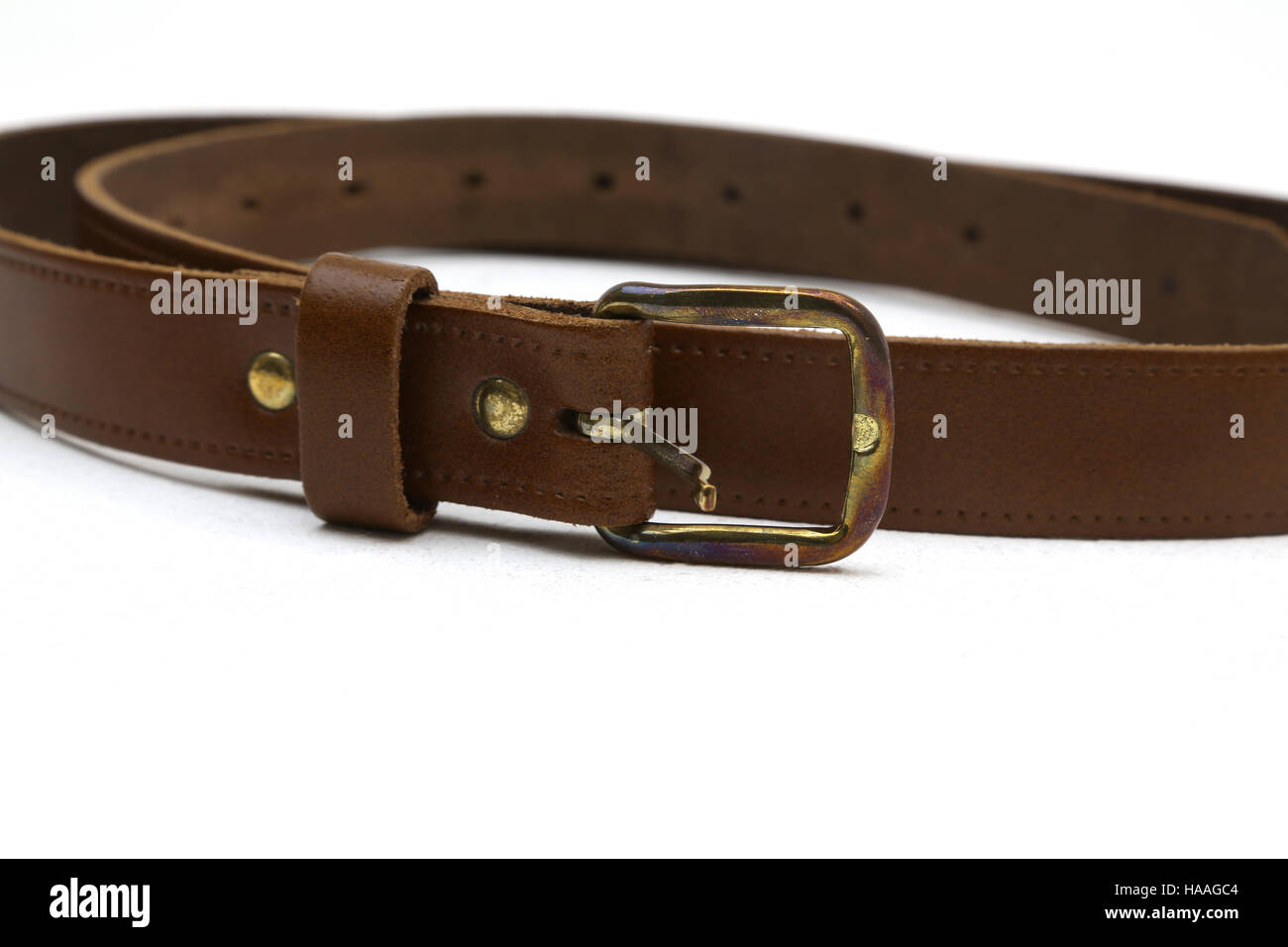 Brown Leather Belt Stock Photo - Alamy