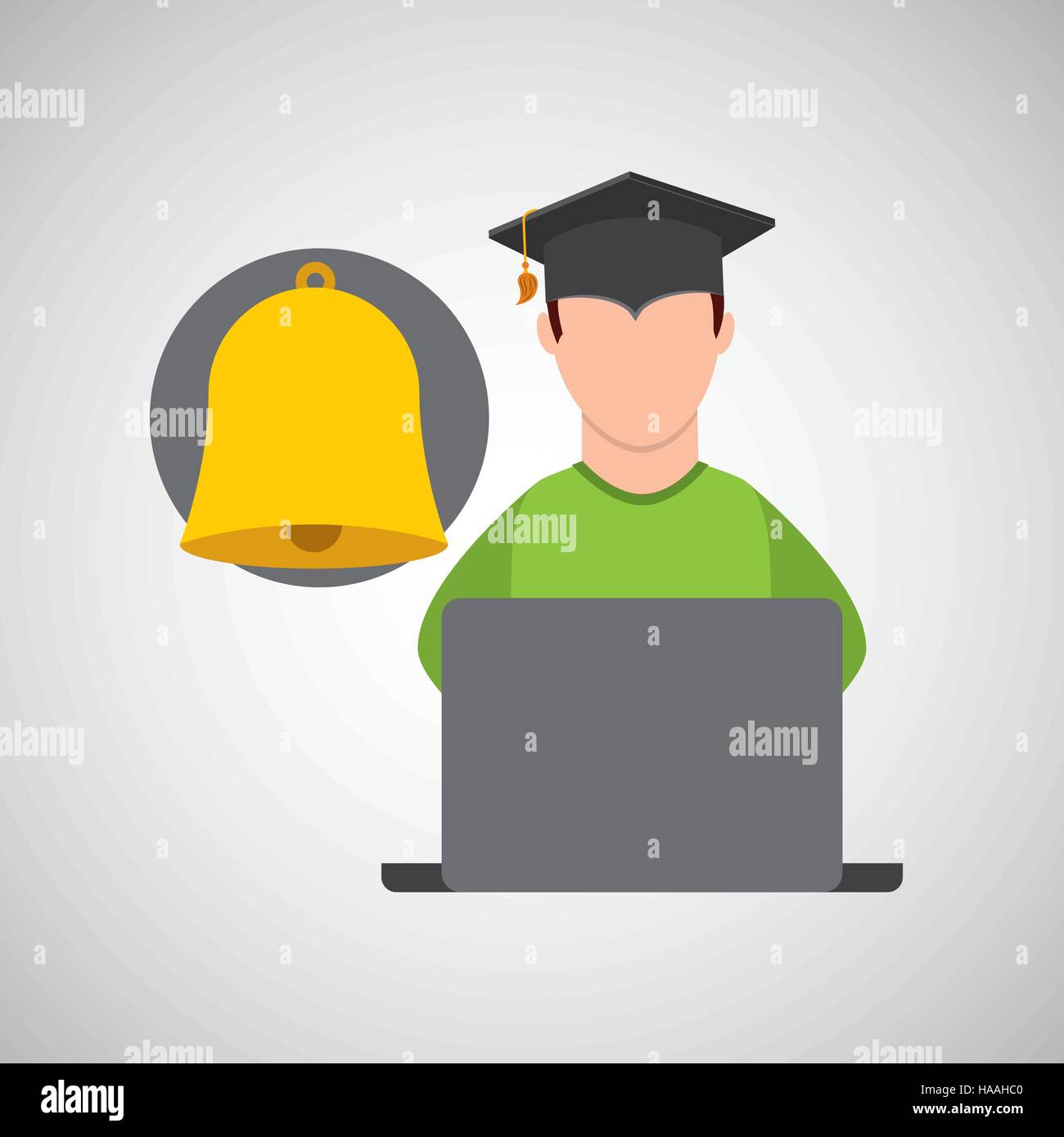 character graduation online education bell vector illustration eps 10 ...