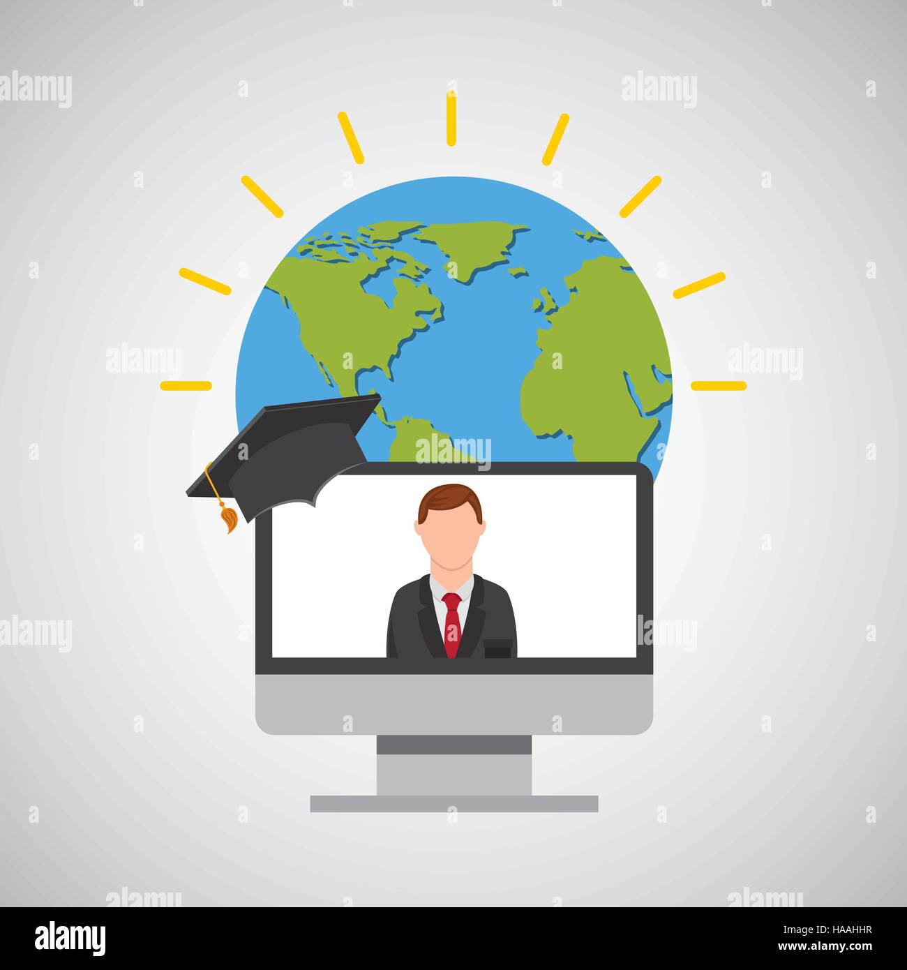 education online global man teacher lesson vector illustration eps 10 ...