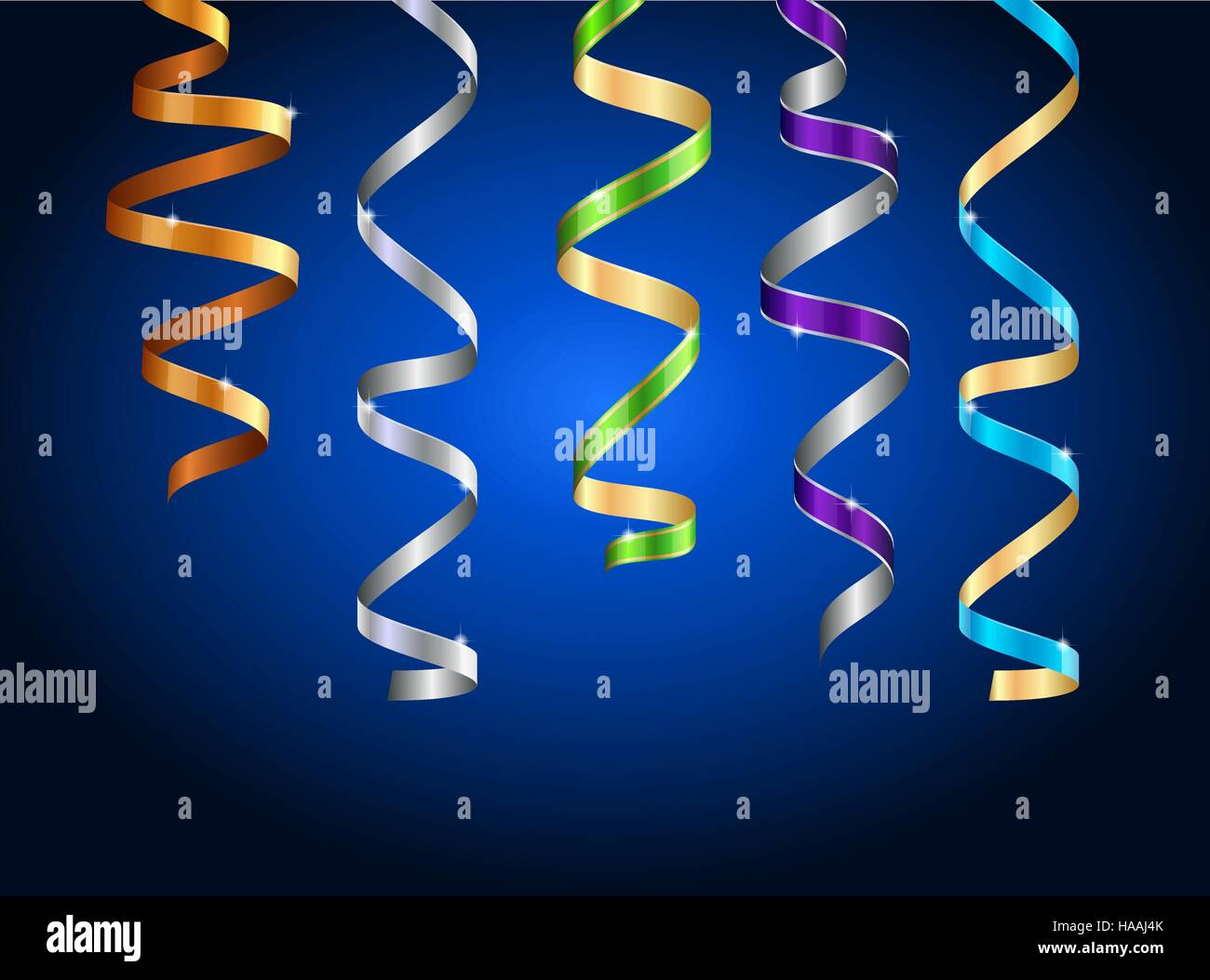 Multicolor curling stream ribbons on dark Background Stock Vector Image ...