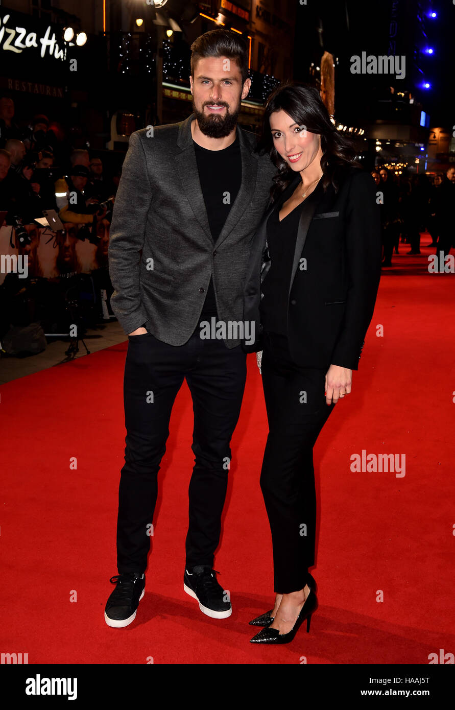 Oliver Giroud and guest attending the 'I Am Bolt' World Premiere at ...