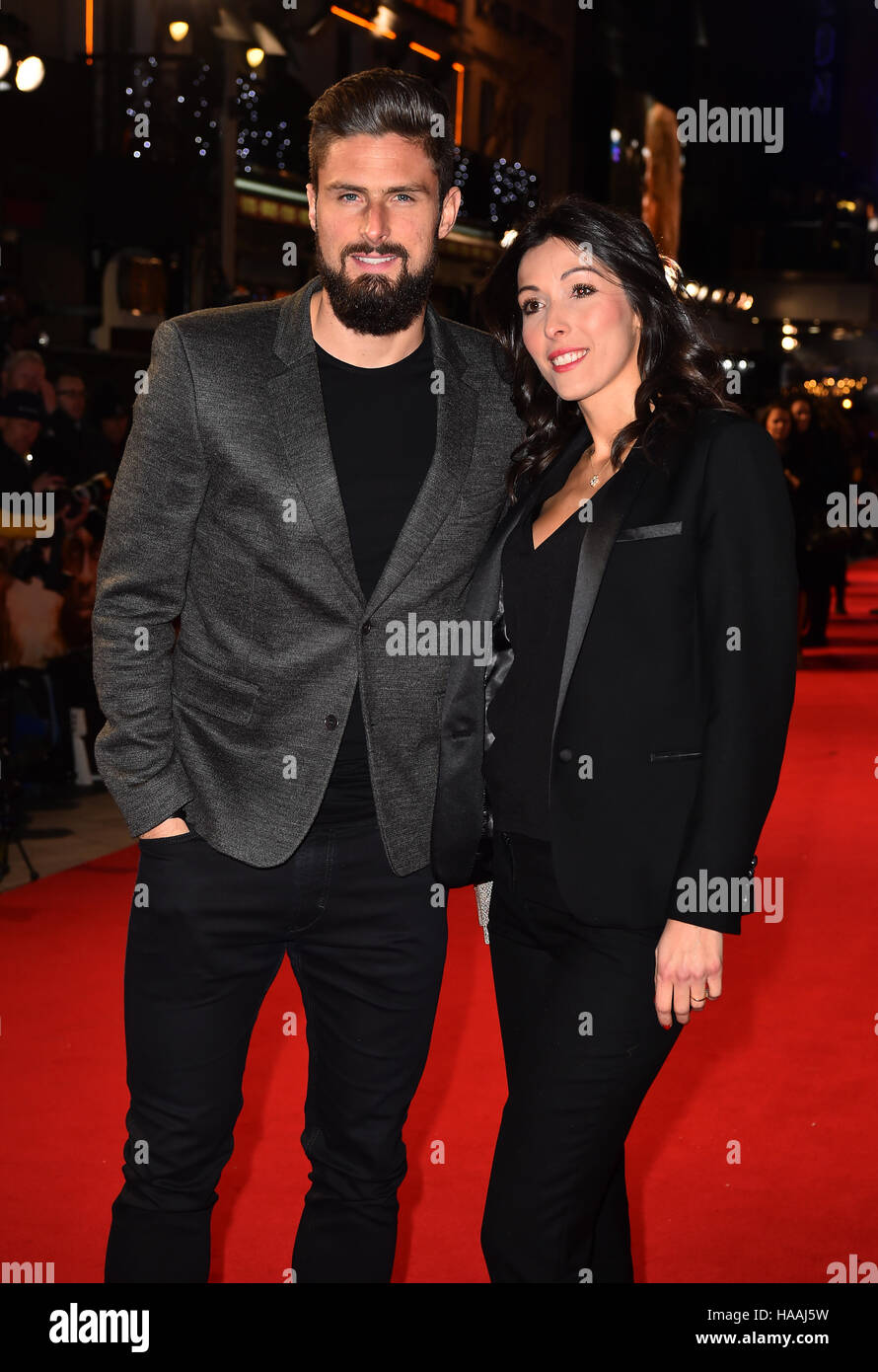 Oliver Giroud and guest attending the 'I Am Bolt' World Premiere at ...
