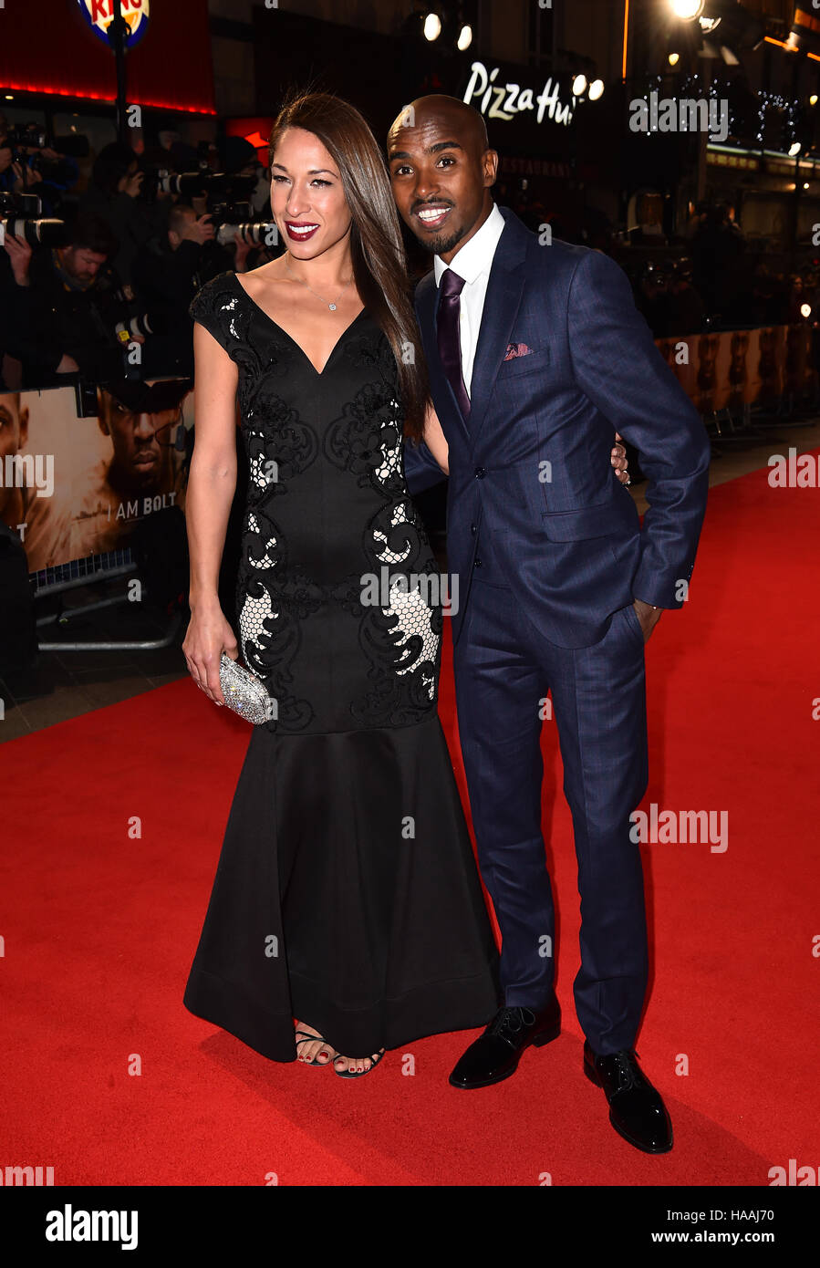 Tania Nell and Mohamed Farah attending the 'I Am Bolt' World Premiere ...