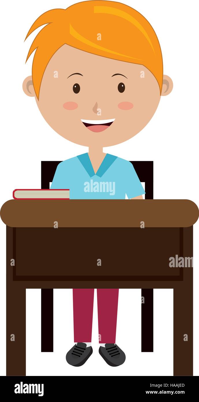 little student in school chair vector illustration design Stock Vector ...