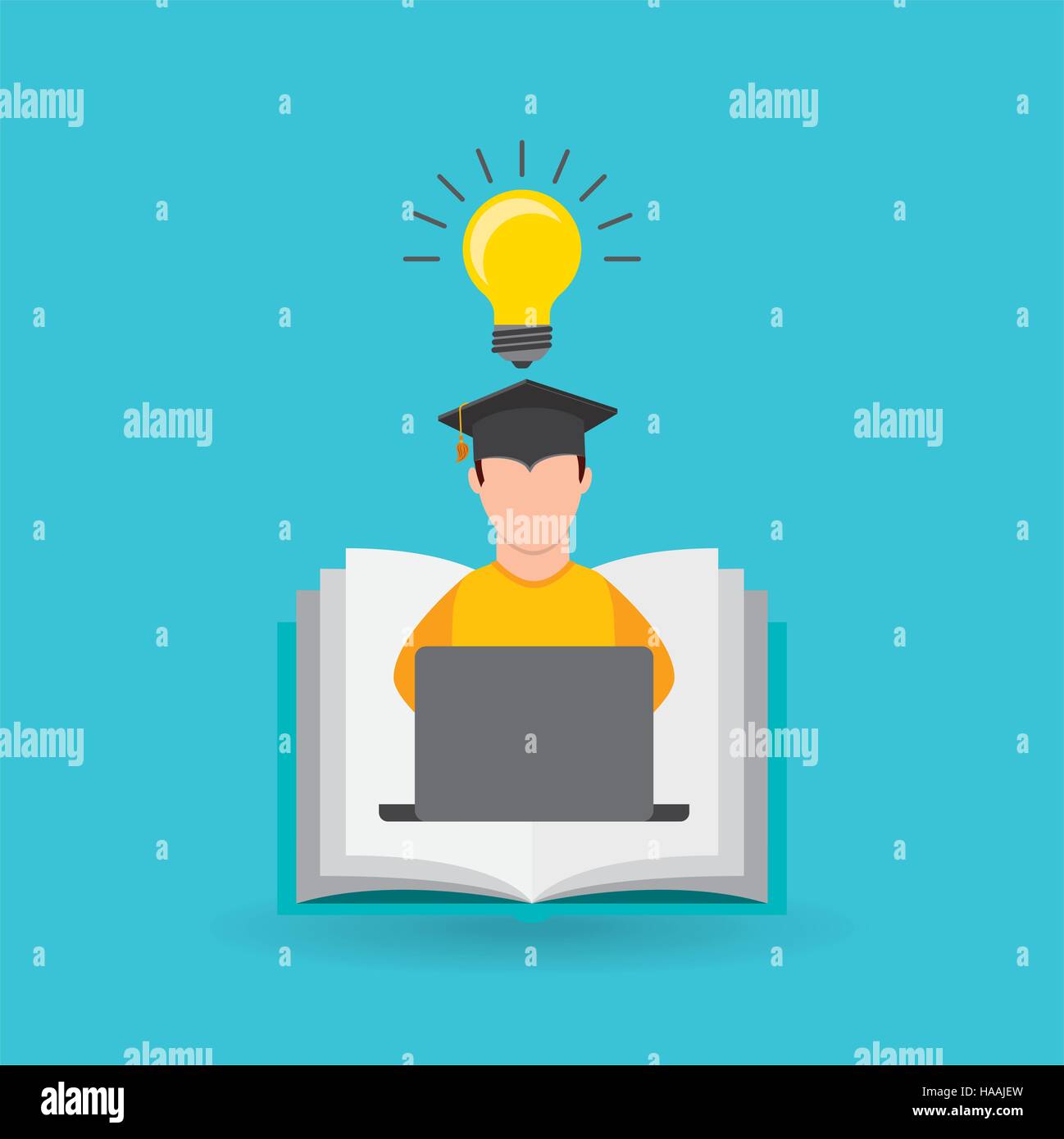 eduation online concept student knowledge school background vector ...