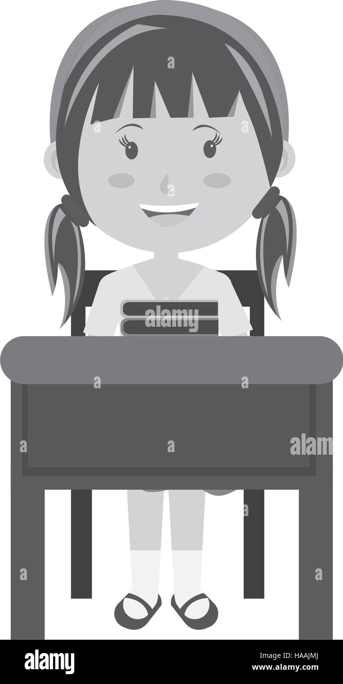 little student in school chair vector illustration design Stock Vector ...