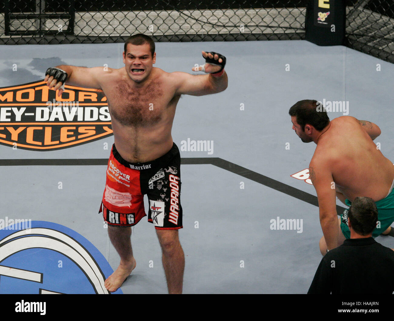 Gabriel Gonzaga celebrates his victory over Justin McCully during UFC ...