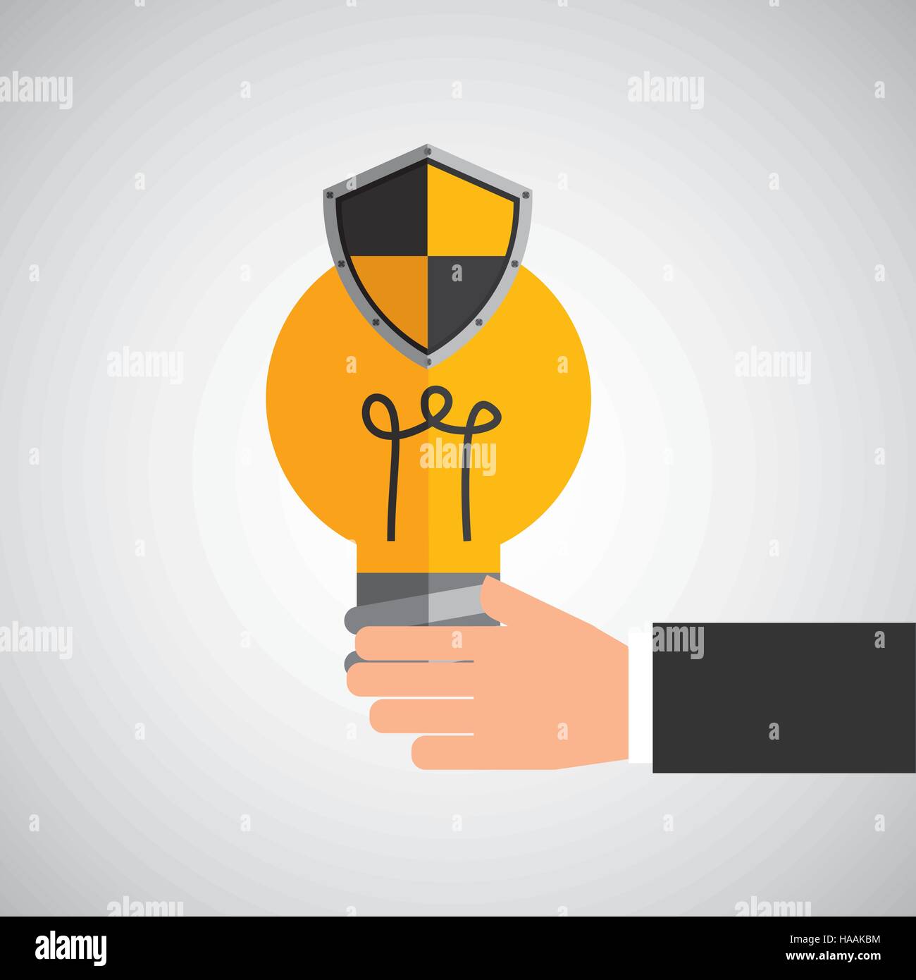 hand holds bulb idea protection shield vector illustration eps 10 Stock ...
