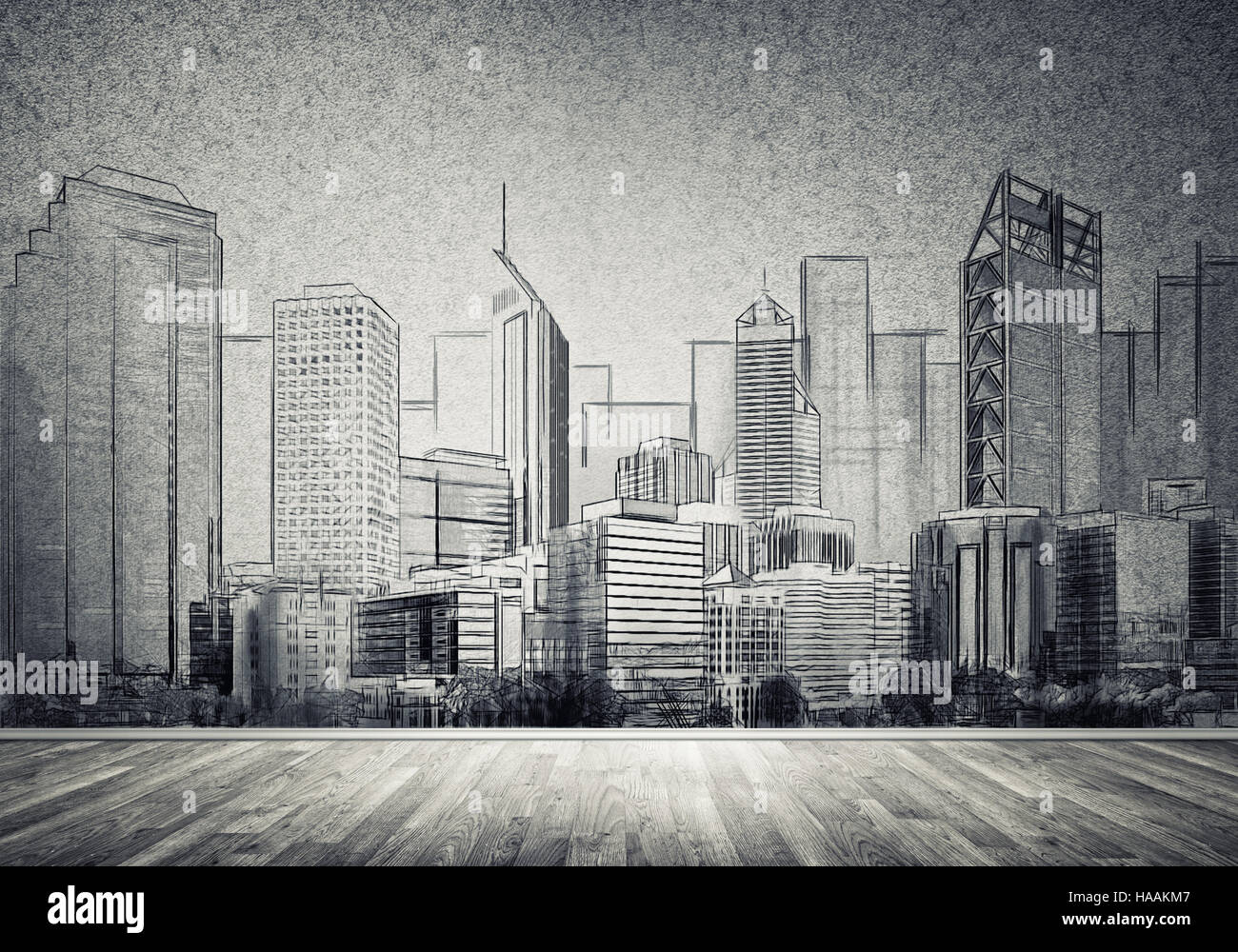 City design on wall Stock Photo - Alamy