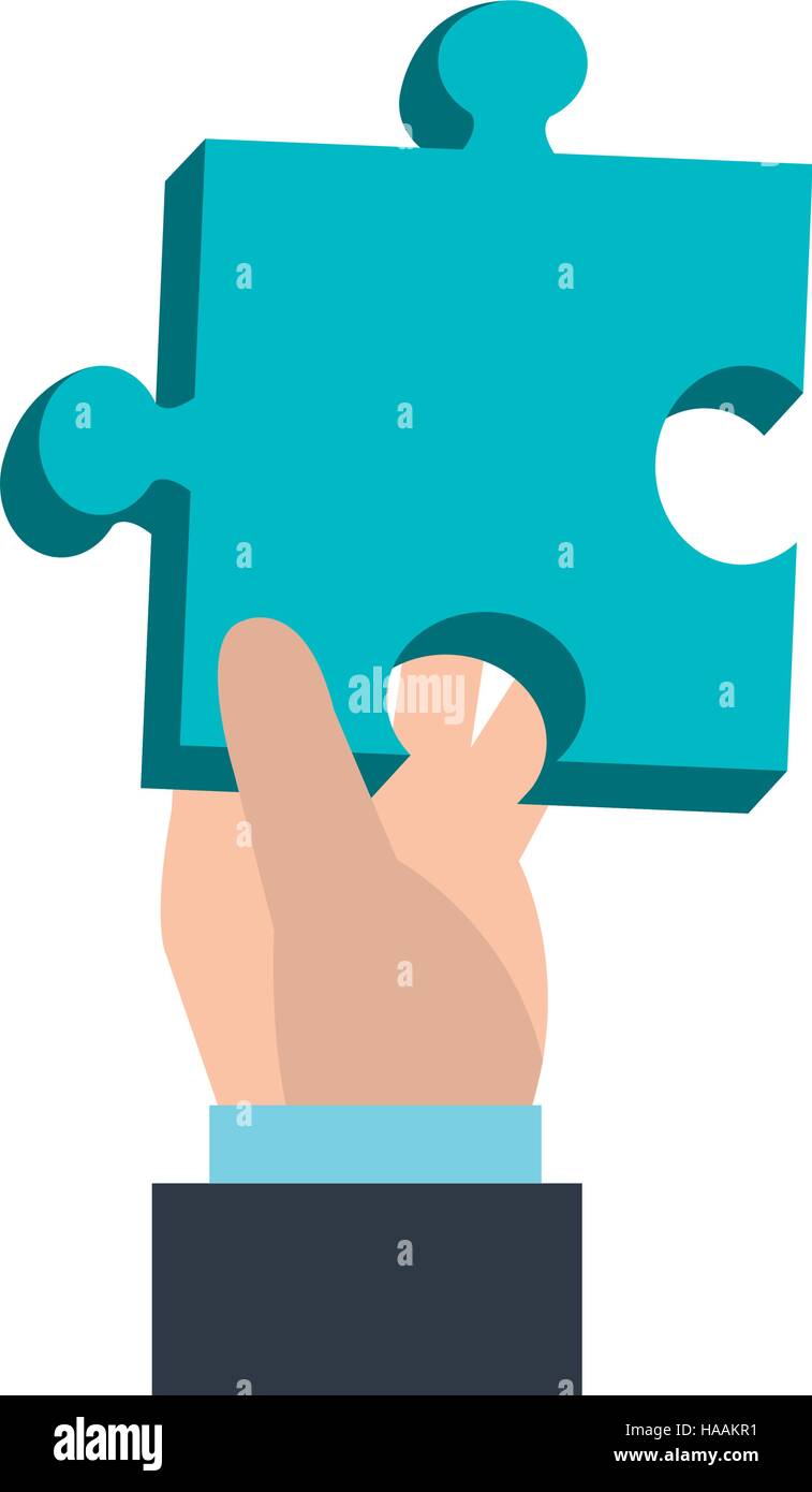 hand human with puzzle piece vector illustration design Stock Vector ...