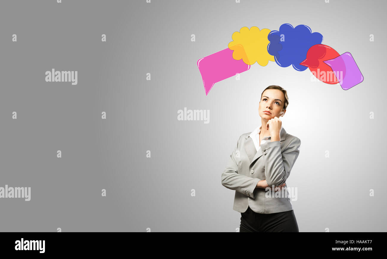 Woman thinking about something Stock Photo - Alamy