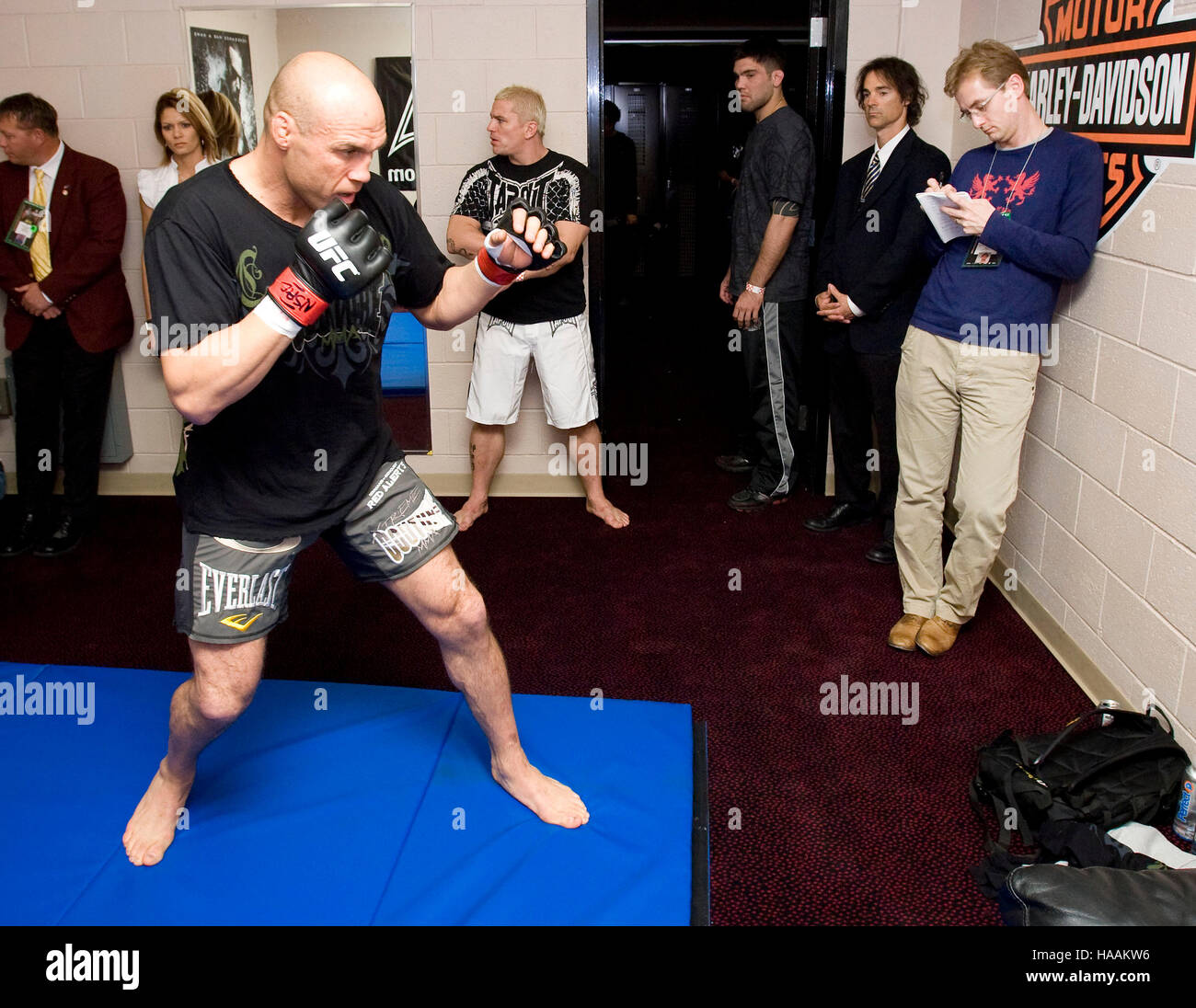 Randy Couture, left, in his locker room before his match with Brock ...