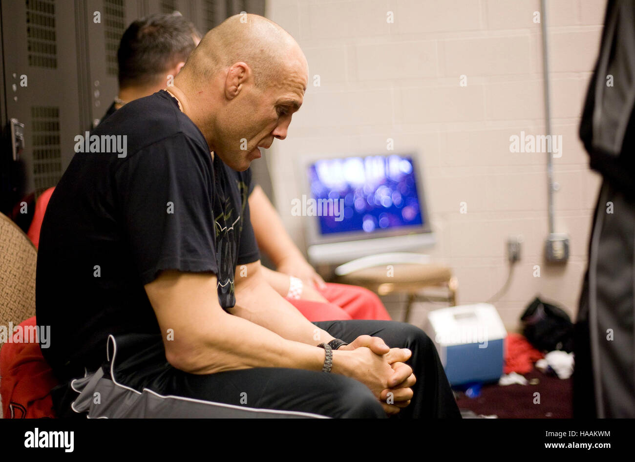 Randy Couture in his locker room before his match with Brock Lesnar at ...