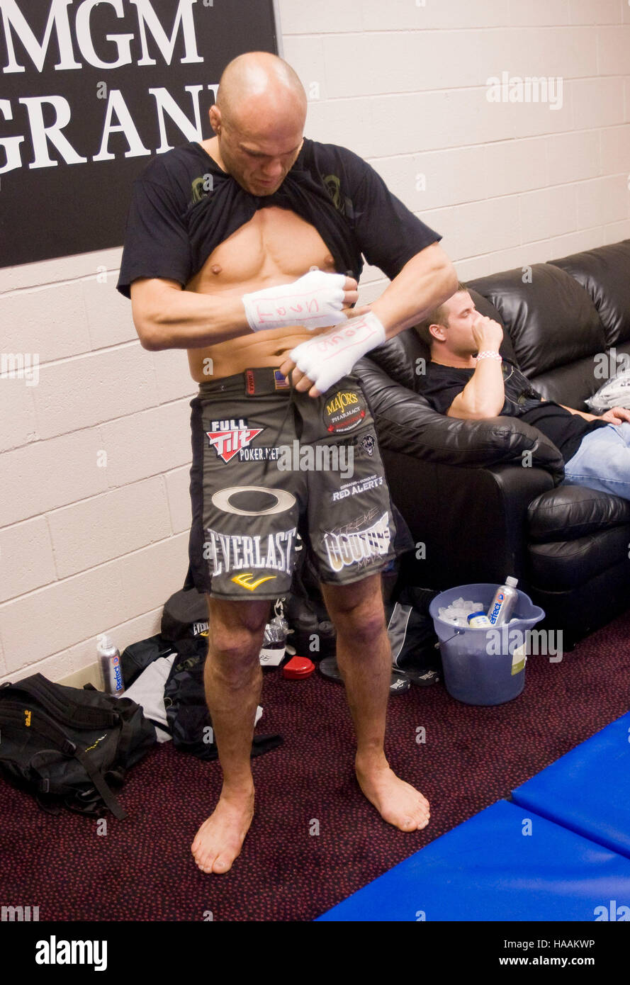 Randy Couture in his locker room before his match with Brock Lesnar at ...