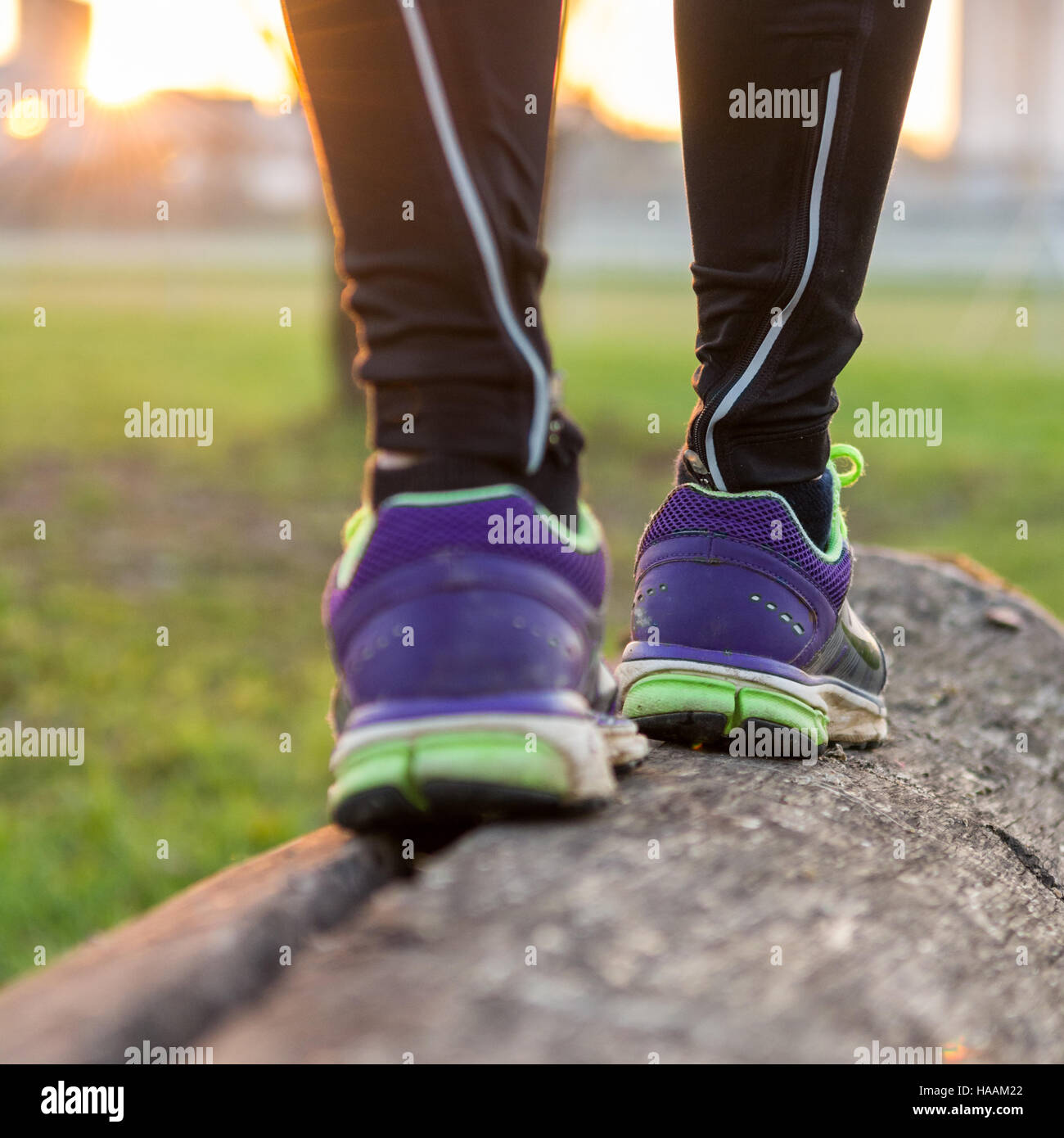 Balance training outdoor in a park Stock Photo - Alamy