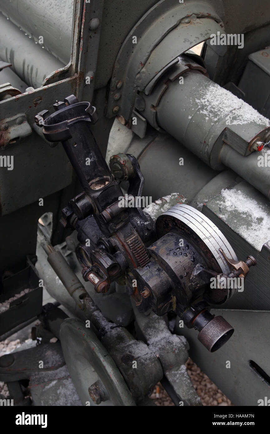 Second World War artillery. Old obsolete military weapon. Obsolete ...