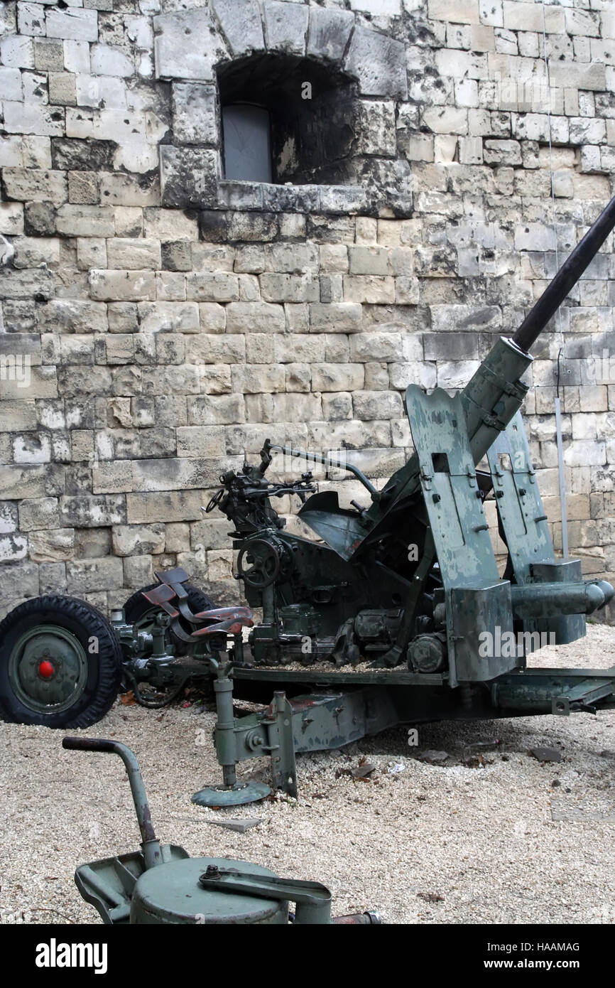 Second World War artillery. Old obsolete military weapon. Obsolete ...