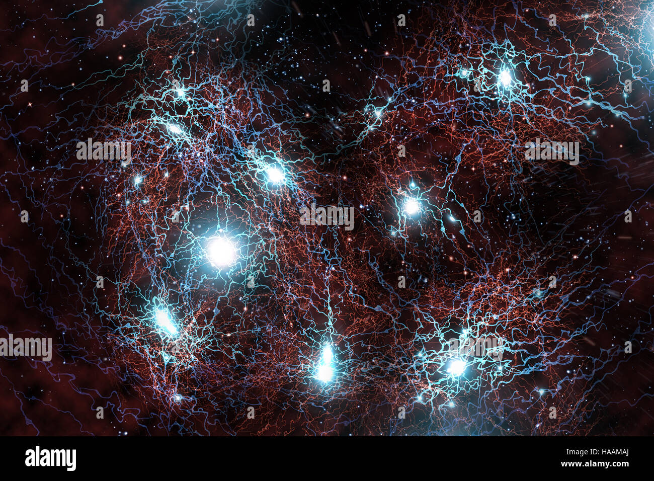 Close up atomic particle clusters background science 3D illustration ...