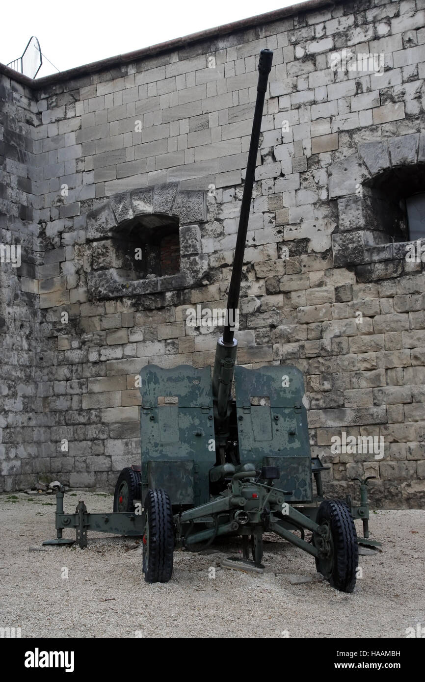 Second World War artillery. Old obsolete military weapon. Obsolete ...