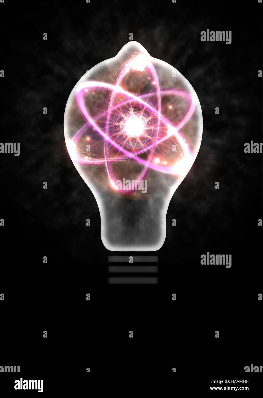 Atomic particle as lightbulb filament and nuclear energy 3D ...