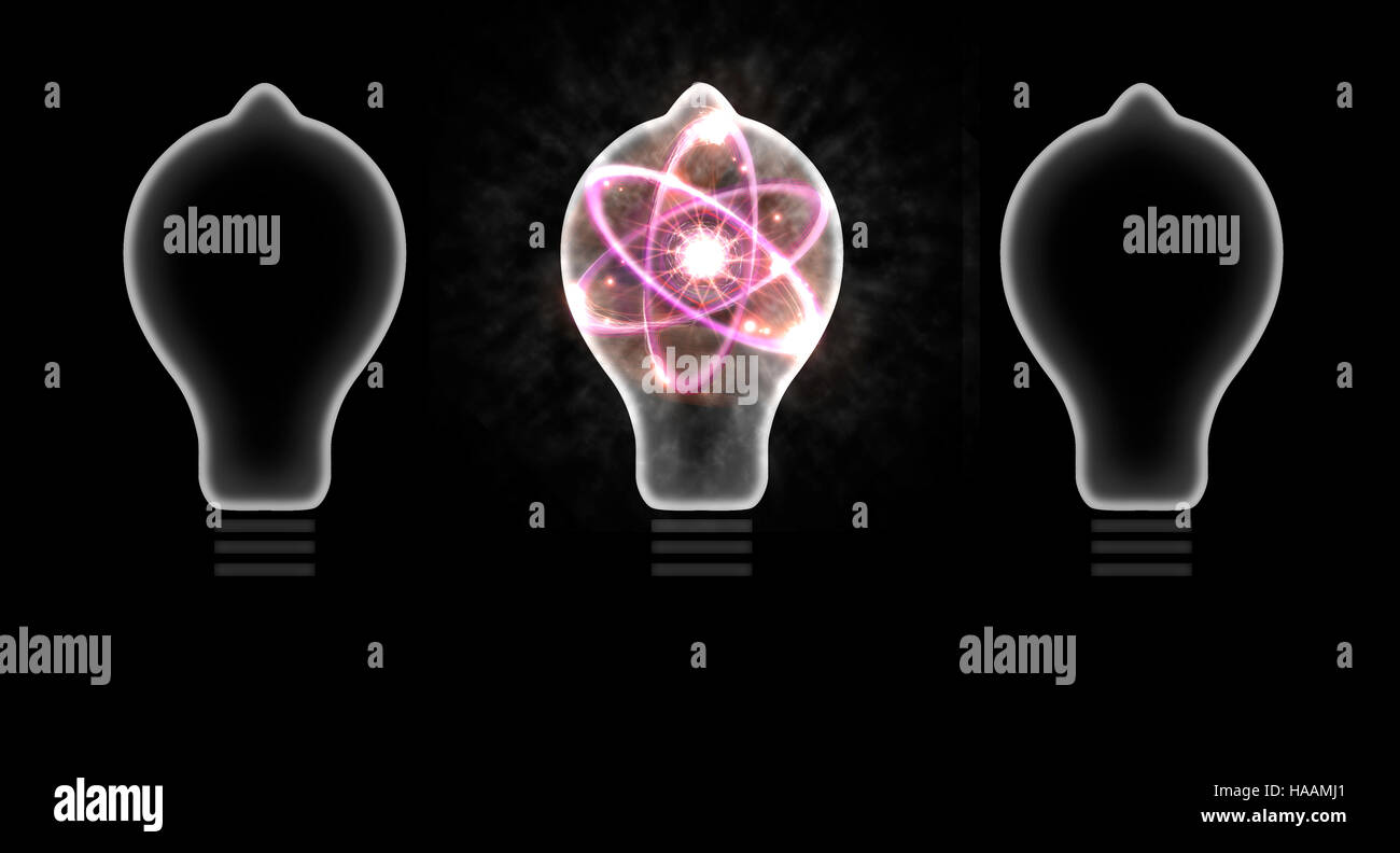 Atomic particle as lightbulb filament and nuclear energy 3D ...