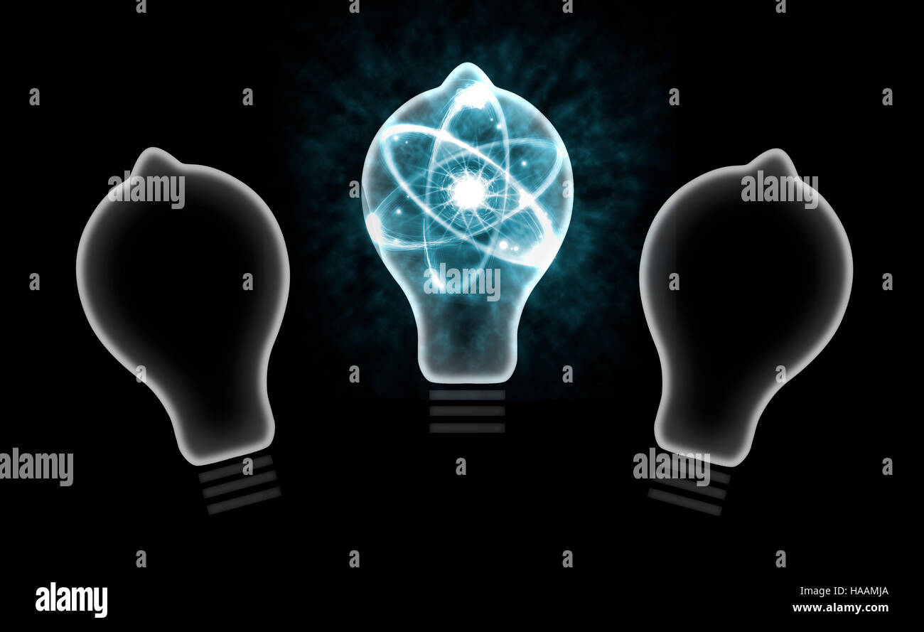 Atomic particle as lightbulb filament and nuclear energy 3D ...