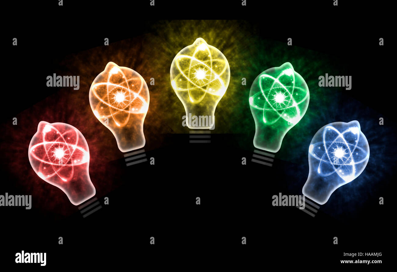Atomic particle as lightbulb filament and nuclear energy 3D ...