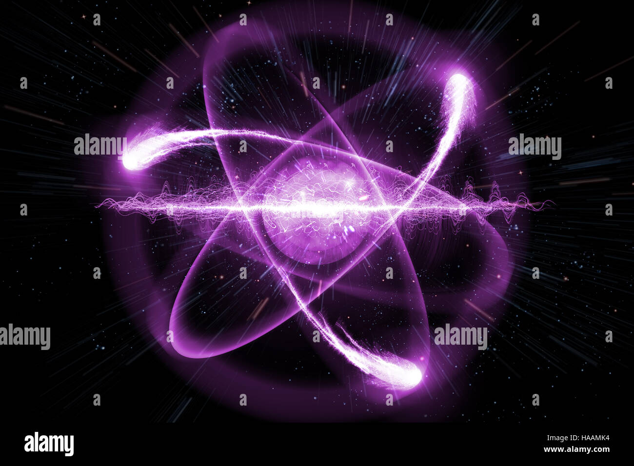 Close up of pink atomic particle background science 3D illustration ...