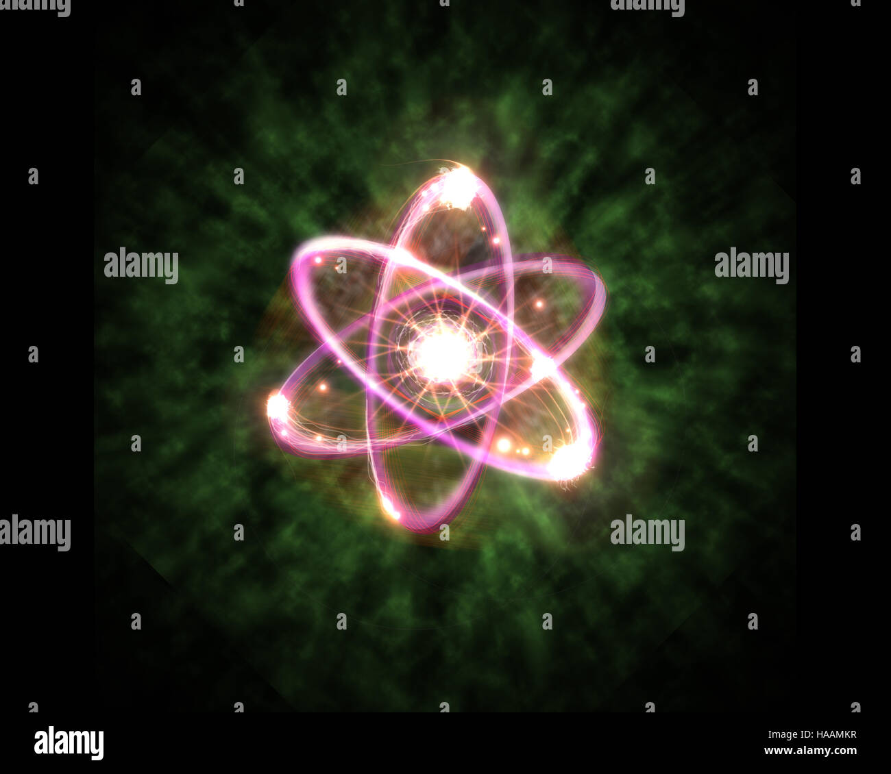 Close up of pink atomic particle background science 3D illustration ...