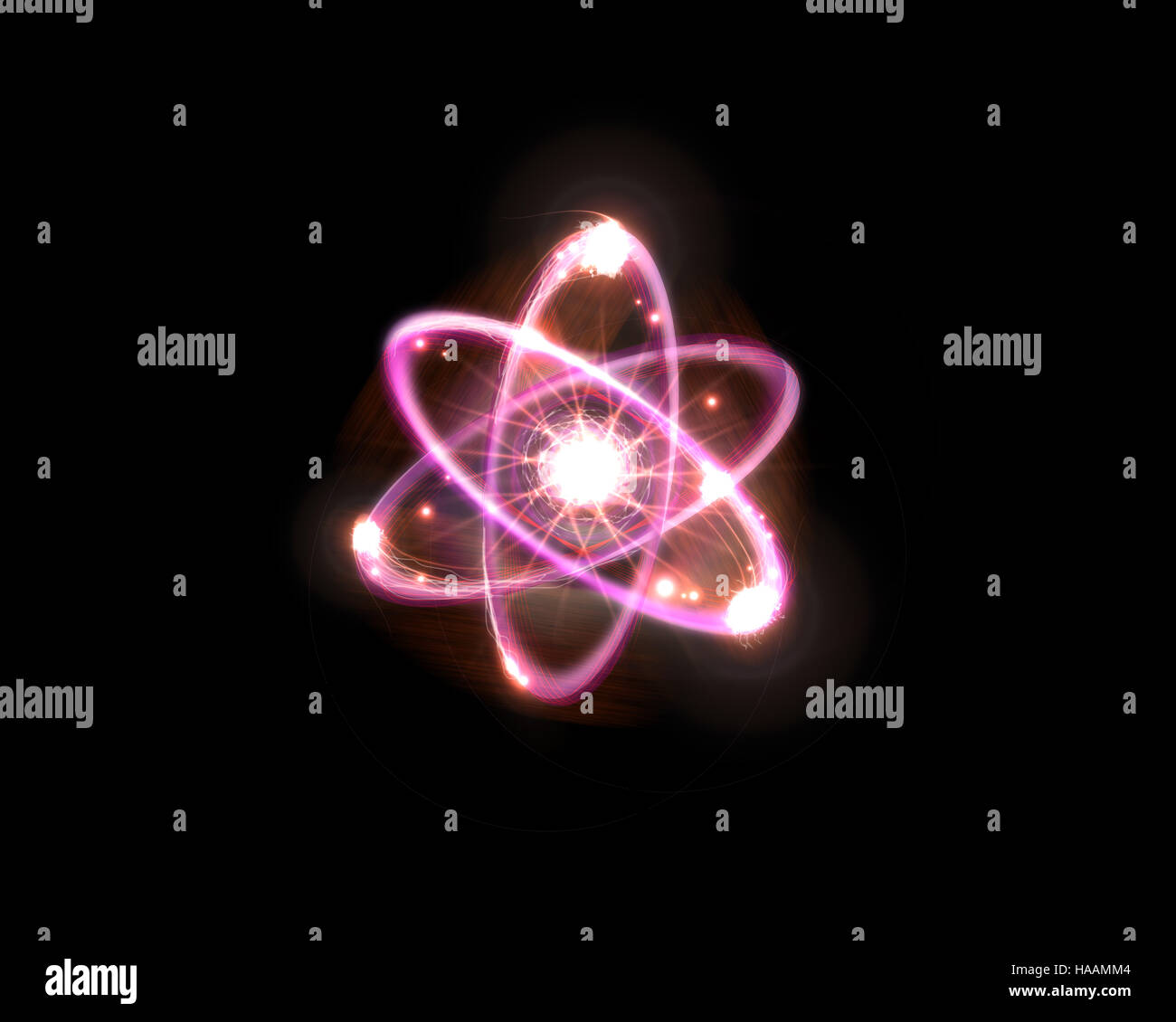 Close up of pink atomic particle background science 3D illustration ...
