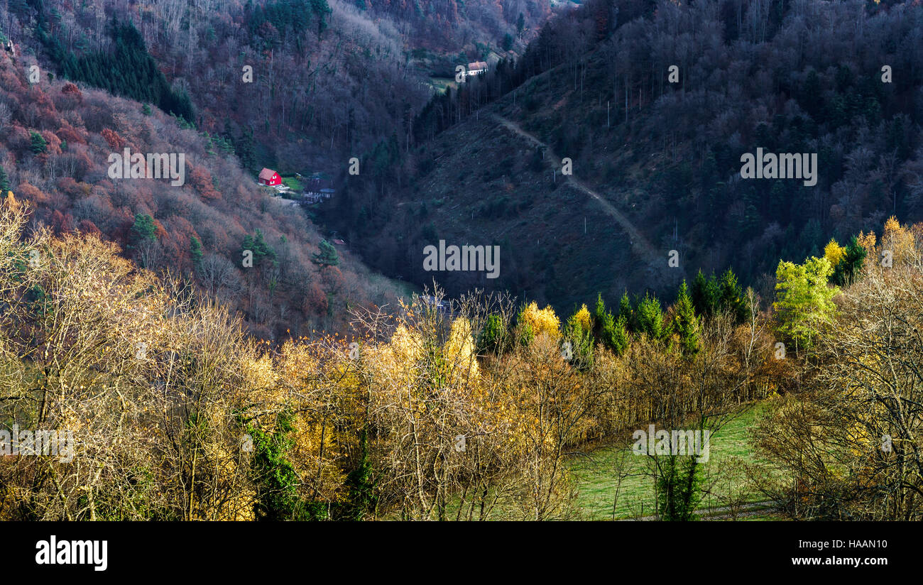 Beautiful autumn colors in mountains, landscape natural view, France ...